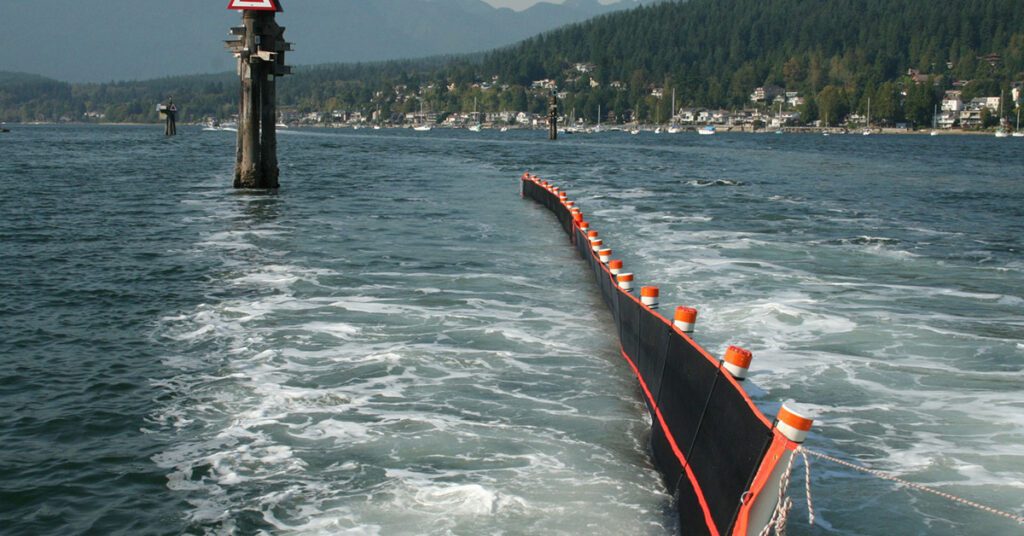 Floating Fence Skims Oil Spills from Lake and River Water - Colleges ...